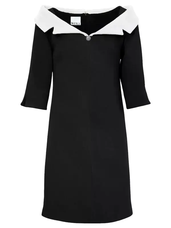 WEILL Mini Bardot Neck Crêpe Dress - Black