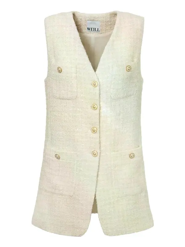 WEILL Tweed Button-up Gilet - Neutrals