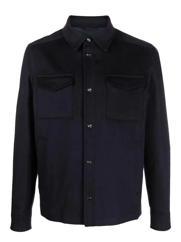 Herno Virgin Wool And Cashmere Jacket - Blue
