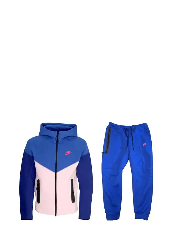 Nike Sportswear Tech Fleece Hoodie And Joggers Set - Royal Blue/rust Pink
