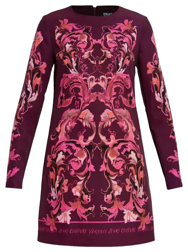 Versace Printed Long-sleeve Mini Dress - Pink