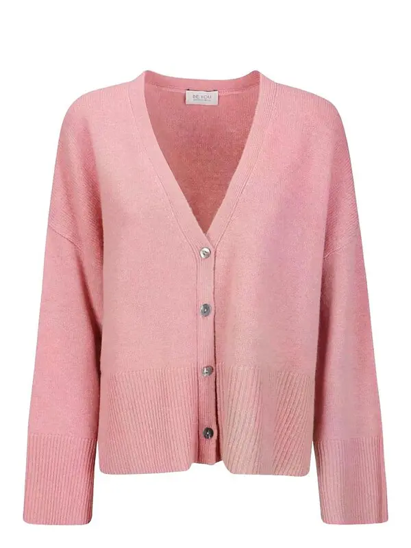 BE YOU Buttoned V-neck Cardigan - Pink