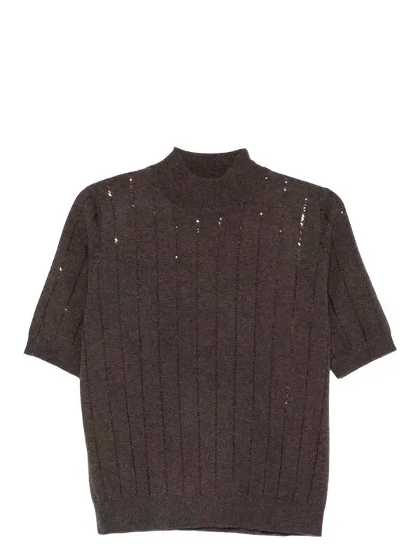 Brunello Cucinelli Sequin-embellished Cashmere Top - Brown