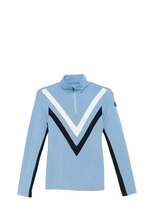 WE NORWEGIANS Voss Chevron Zip-up Top - Blue