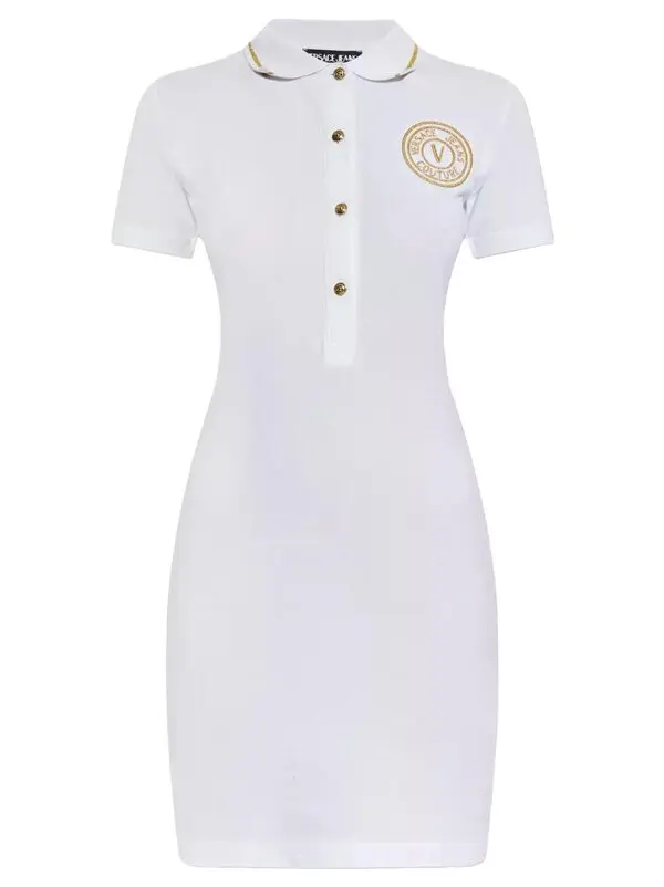 Versace Button Embroidered Midi Dress - White