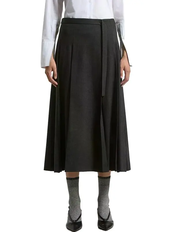 Peserico Pleated A-line Midi Skirt - Grey