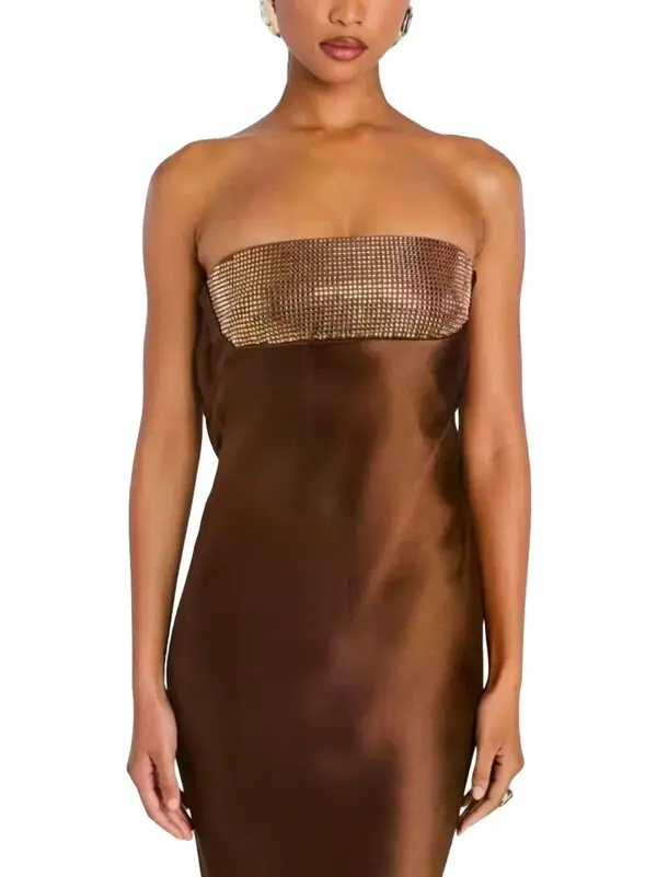 Retrofete Graziella Sequin Strapless Maxi Dress - Brown