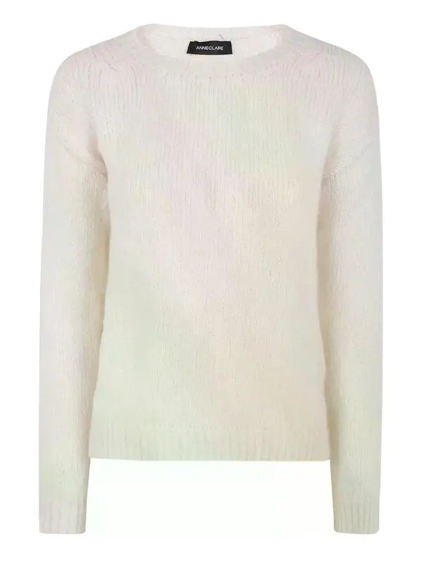ANNE CLAIRE Round Neck Sweater - White