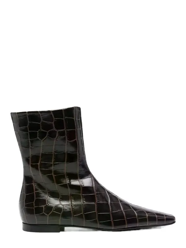 TOTEME Zipped Croc-embossed Boots - Brown