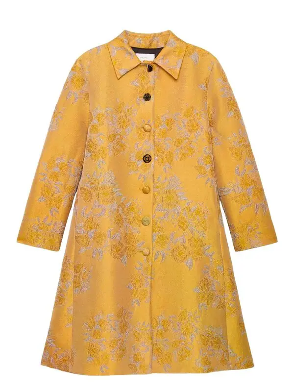 Malìparmi Floral-brocade Coat - Yellow
