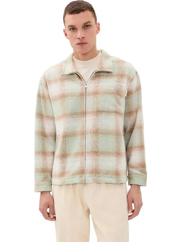 MUSEUM OF PEACE & QUIET Wordmark Zip Shirt - Sage