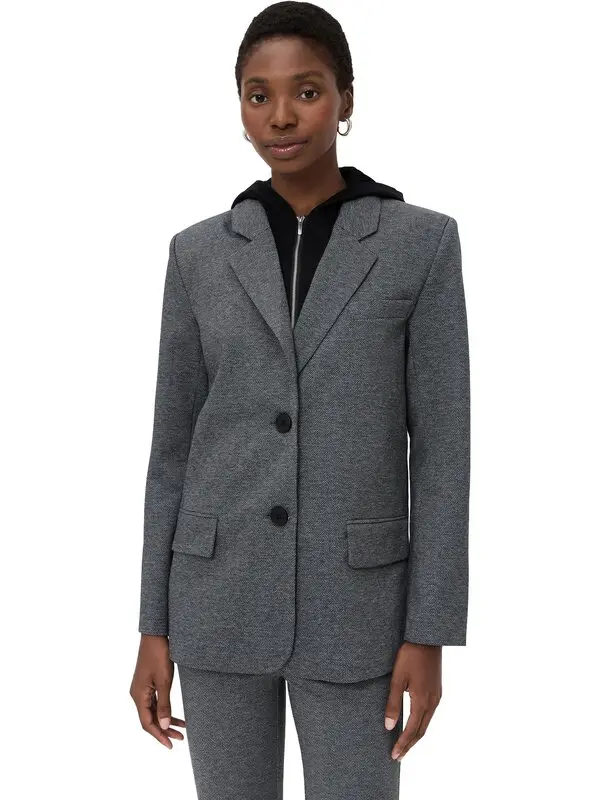 Lioness Downtown Herringbone Blazer - Grey Marle
