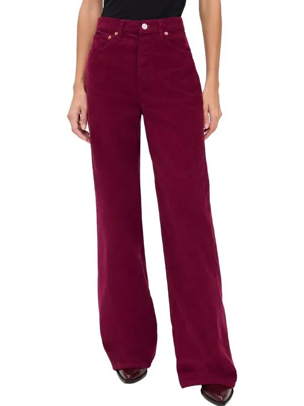 RE/DONE High Rise Wide Leg Corduroy Trousers - Beet Cord