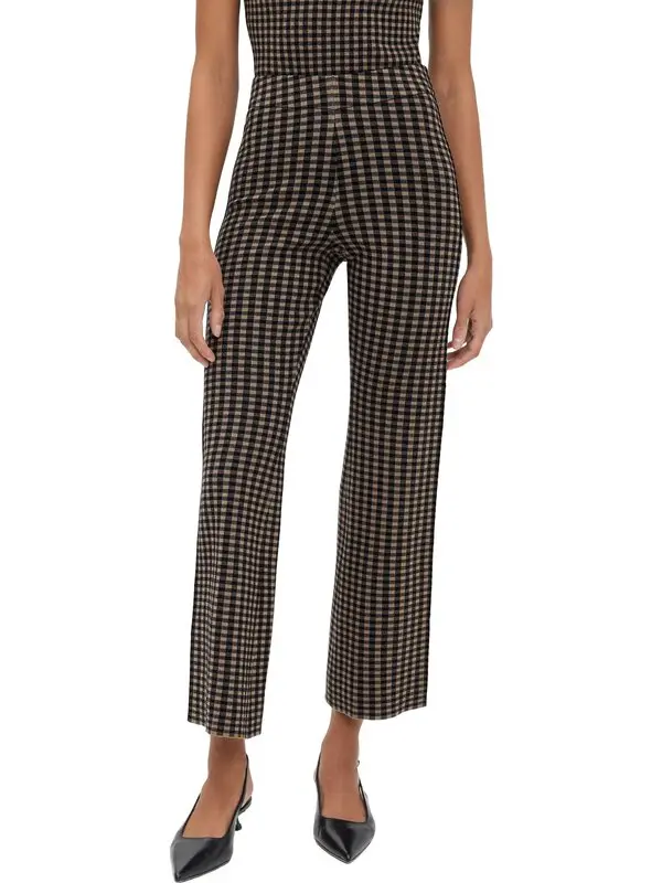 LE BOP Gingham Flare Pants - Chocolate/black