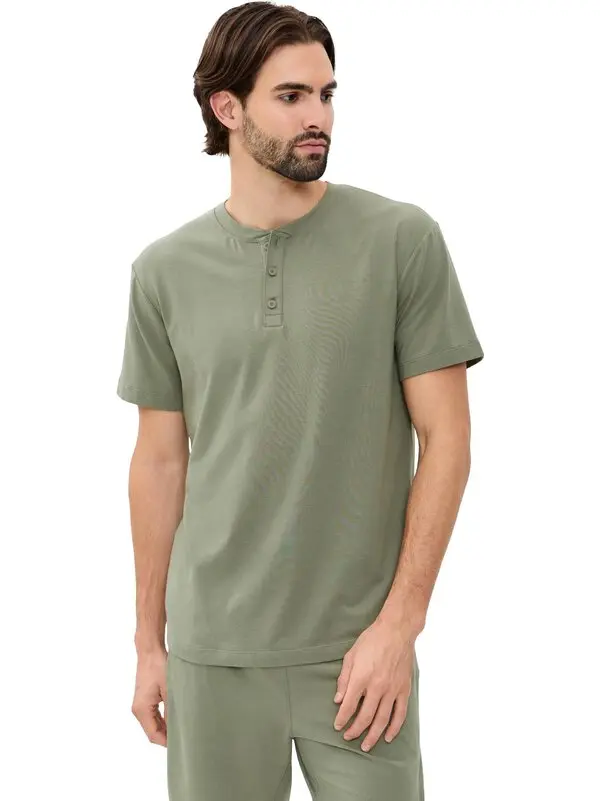 Lunya Slumberknit Henley Tee - Shaded Olive