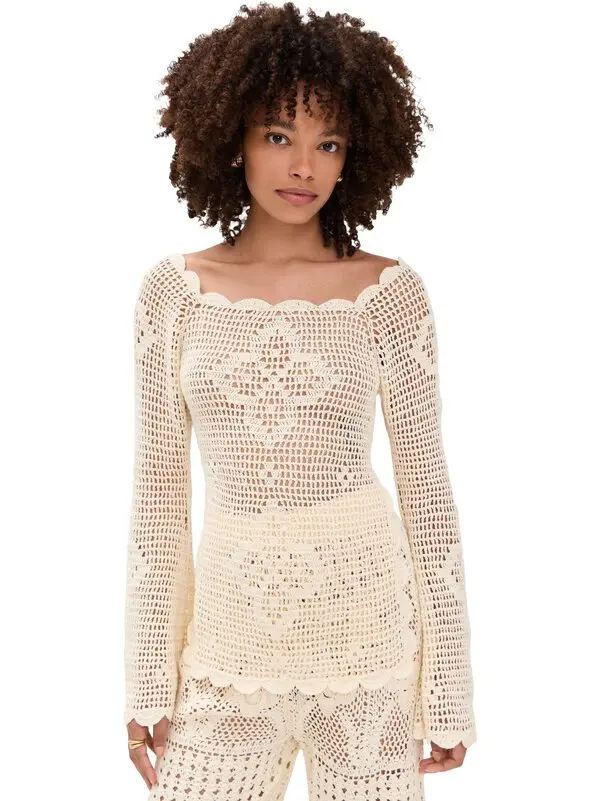 Agua Bendita Boh Handmade Crochet Top - White