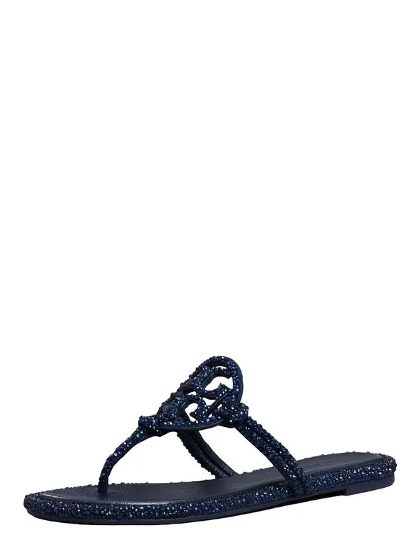 Tory Burch Miller Knotted Crystal Sandals - New Navy