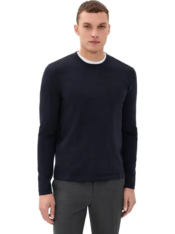 Officine Générale Knitted Lyocell Wool Tee Sweater - Dark Navy