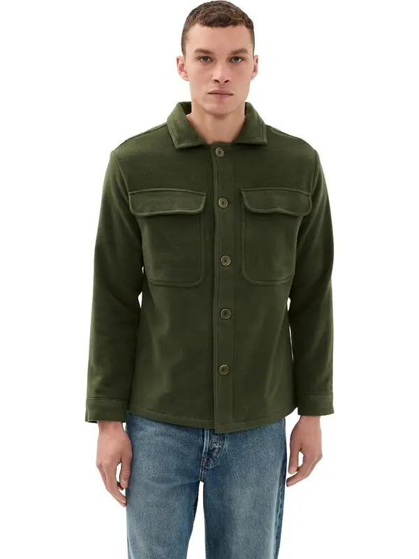 FAR AFIELD Lined Felt Jacket - Green Melton