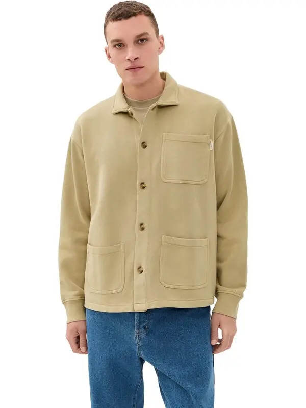 MUSEUM OF PEACE & QUIET Wordmark Jersey Chore Coat - Tan