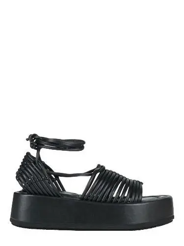 PALOMA BARCELO Leather Flatform Sandals - Black