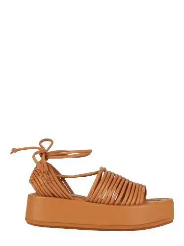 PALOMA BARCELO Leather Flatform Sandals - Brown