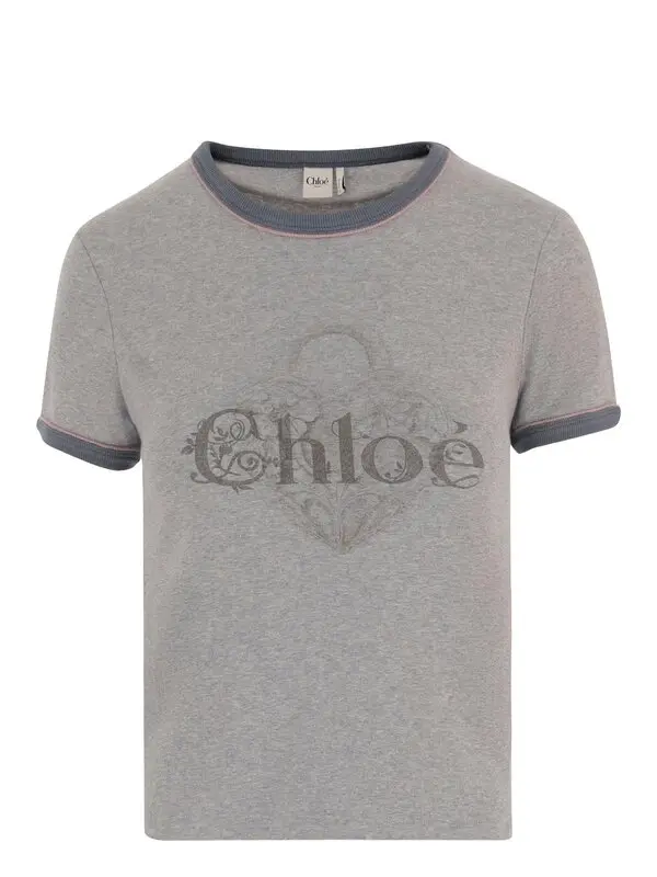 Chloé Cotton T-shirt With Logo - Grey