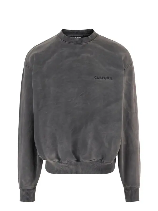 CULTURA Cotton Sweatshirt With Embroidered Logo - Grey