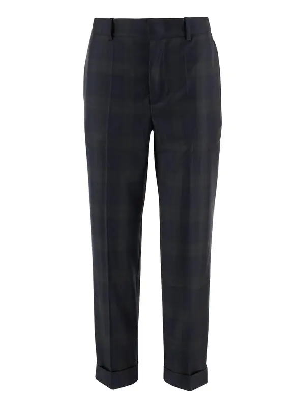 SA SU PHI Angela Tartan Wool Pants With Turn-up Hem - Red