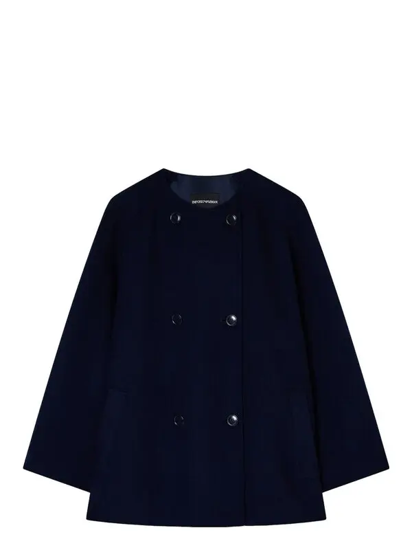 Emporio Armani Wool Double-breasted Coat - Blue