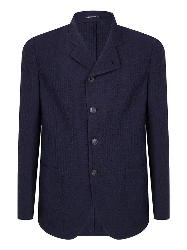 Emporio Armani Textured Wool Jacket - Blue