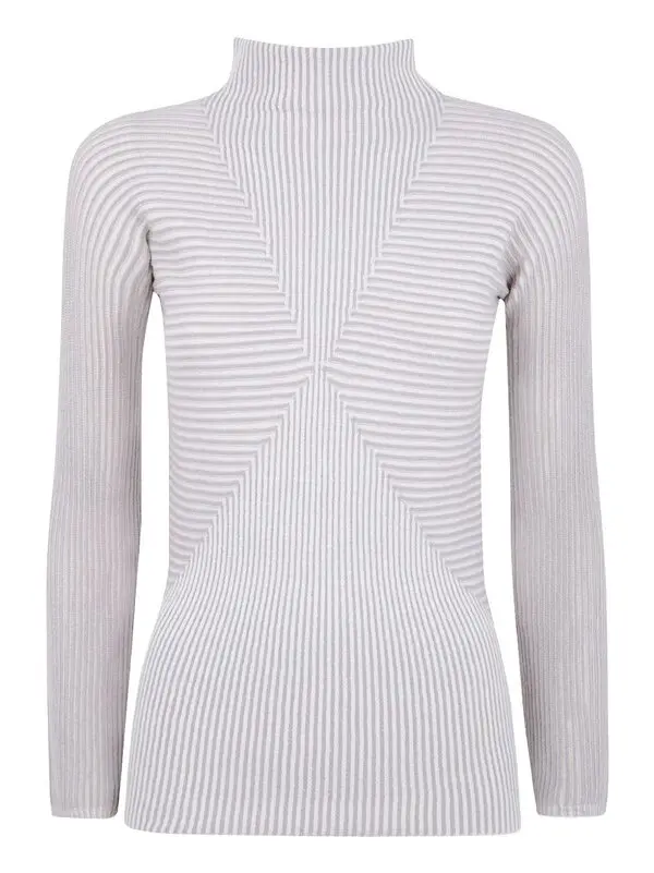 Emporio Armani Striped Roll Neck Top - Grey