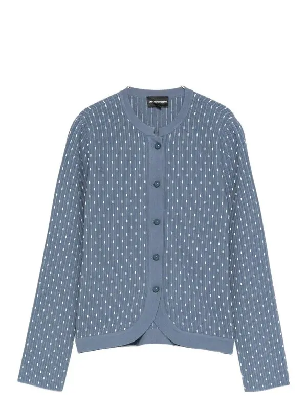 Emporio Armani Dotted Crewneck Cardigan - Blue