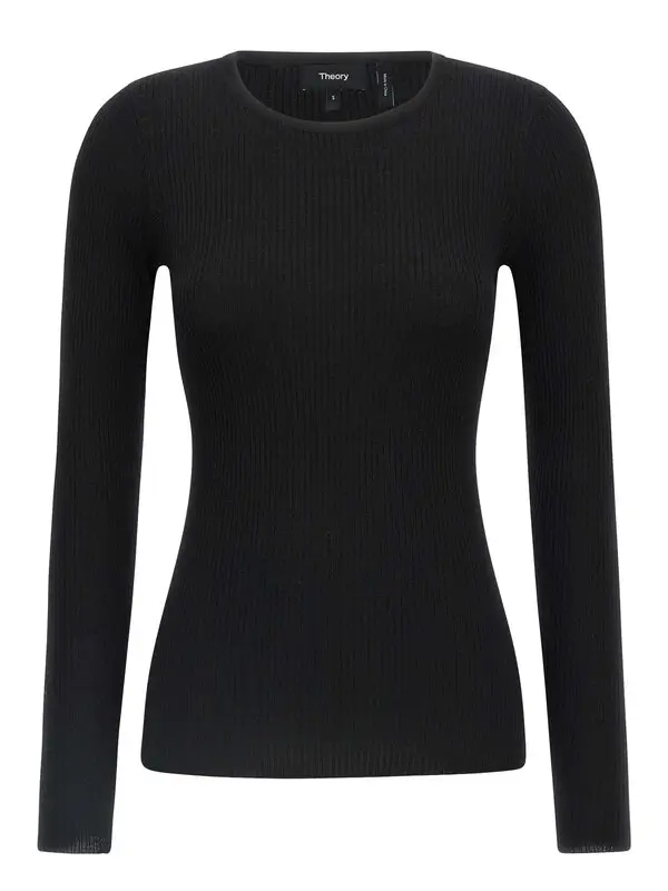 Theory Ribbed Wool Sweater - Black