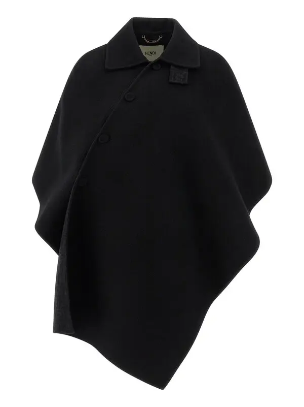 Fendi Double Wool Cape - Black