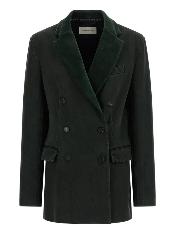 Dries Van Noten Befya Double-breasted Denim Blazer - Green
