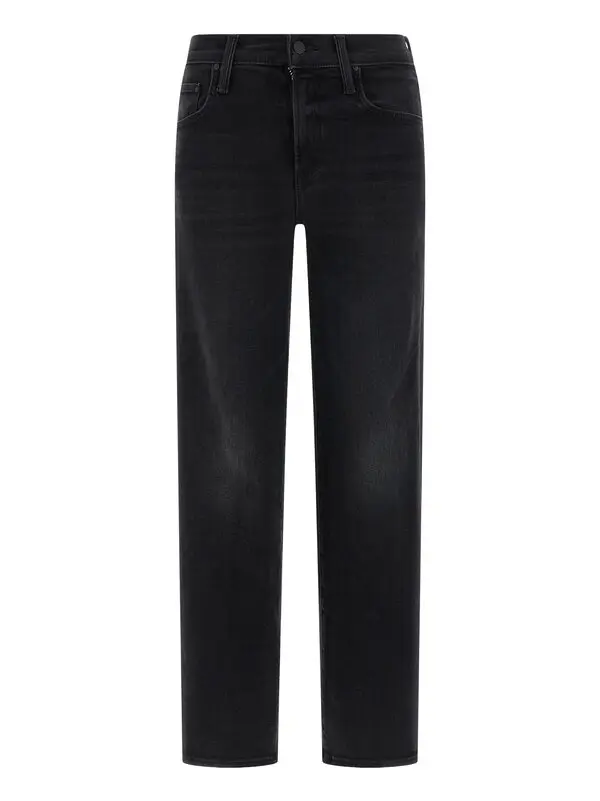 MOTHER The Mid Rise Rambler Zip Flood Jeans - Black