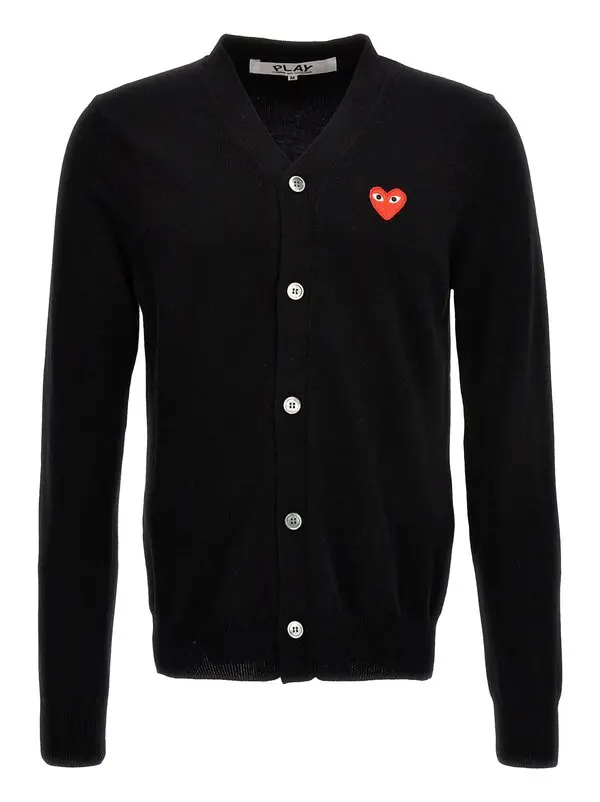 Play Comme Des Garcon Heart Cardigan - Black