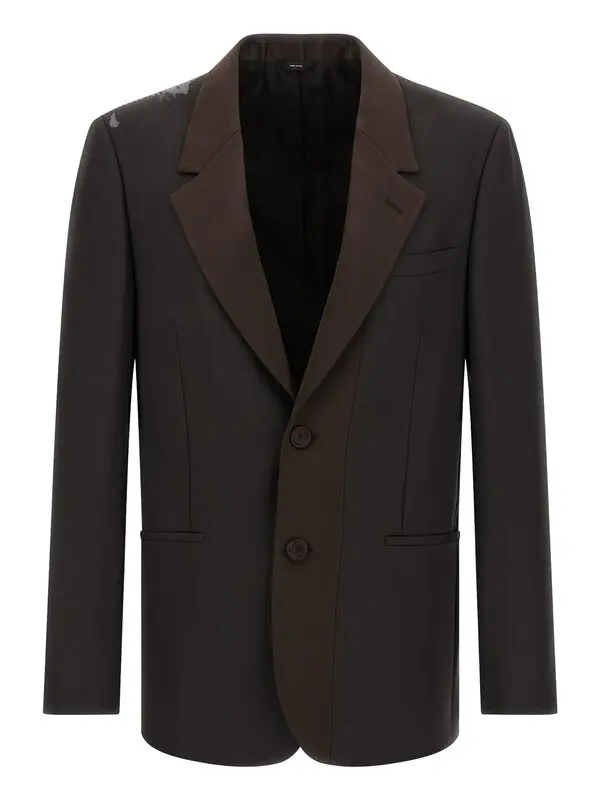 Fendi Crepe Wool Single-breasted Blazer - Brown