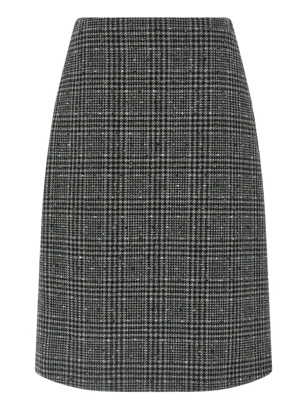 Fendi Prince Of Wales Tweed Midi Skirt - Gray