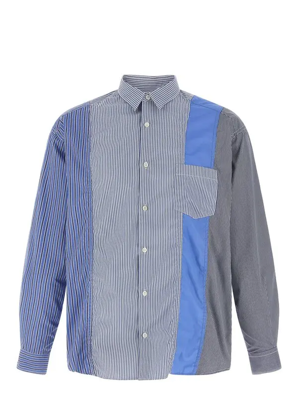 COMME DES GARҪONS HOMME Patchwork Patterned Cotton Poplin Shirt - Blue