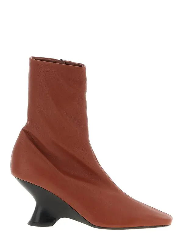 Dries Van Noten Nappa Ankle Boots With Wedge Heel - Brown