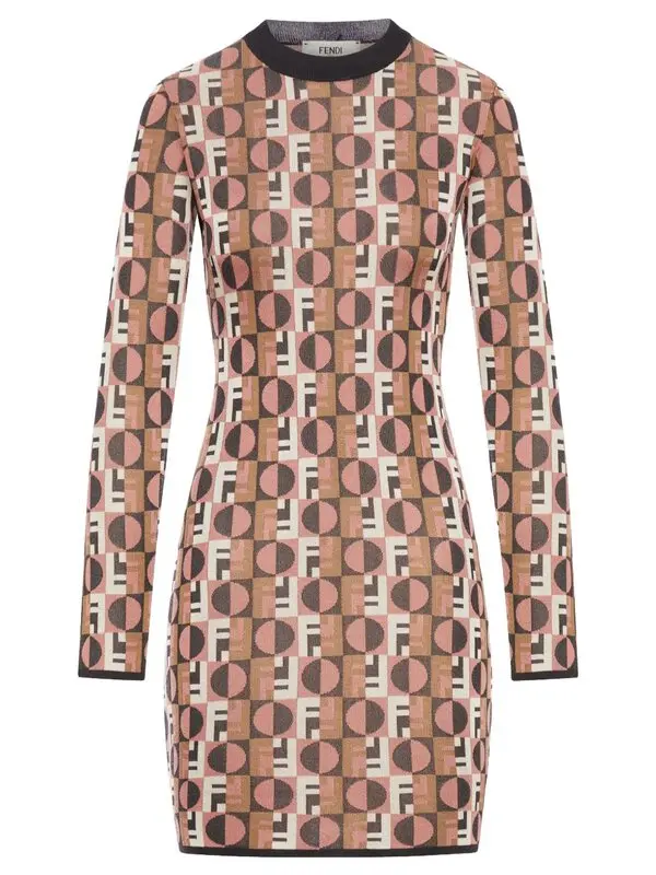 Fendi Printed Midi Dress - Pink