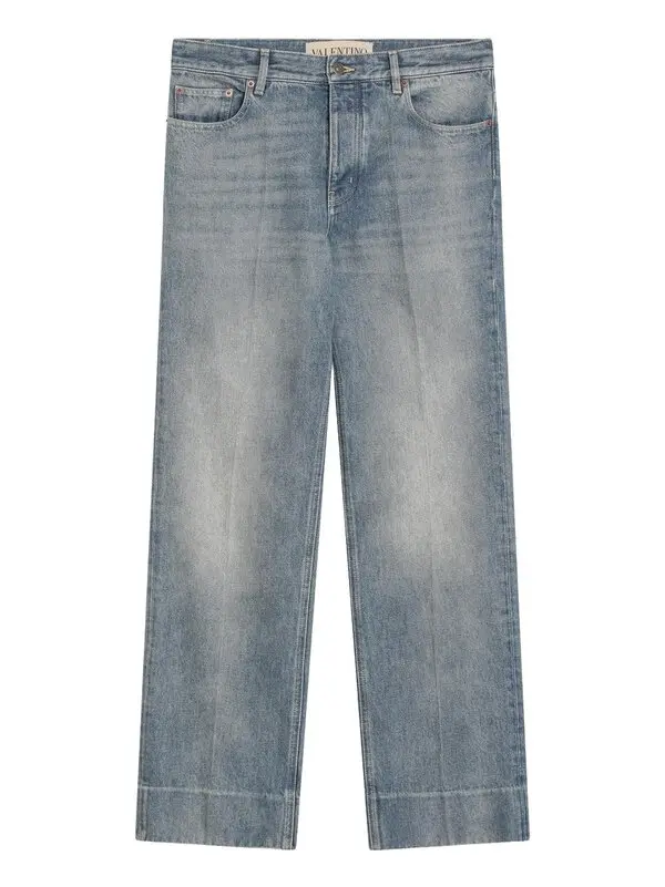 Valentino Garavani Washed-effect Cotton Denim Jeans - Blue