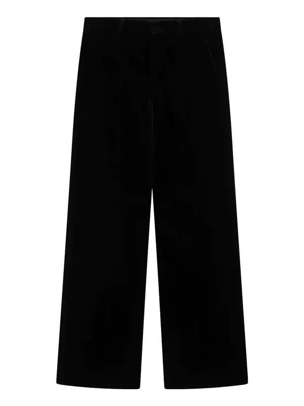 Valentino Garavani Wide Leg Cotton Velvet Trousers - Black