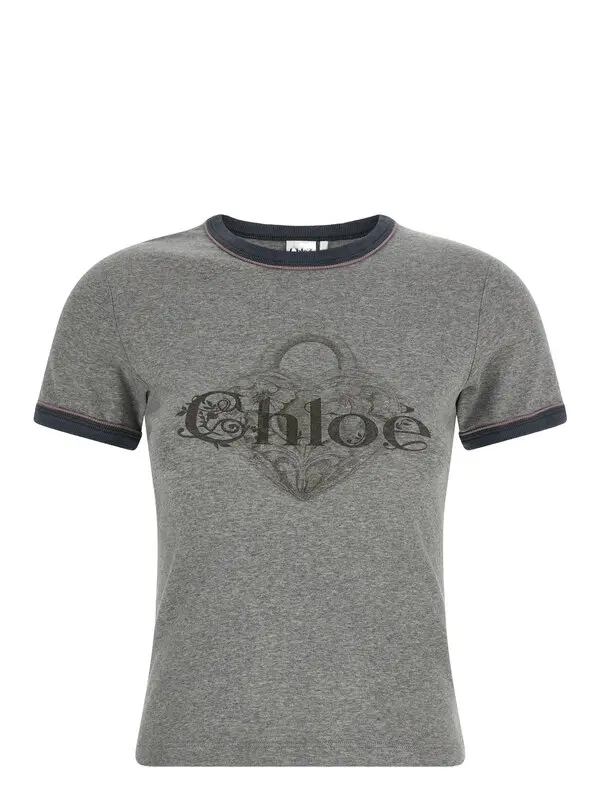 Chloé Chiné Mélange Jersey T-shirt - Gray