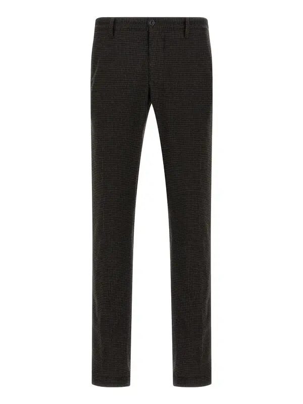 Incotex Vichy Patterned Wool Trousers - Brown