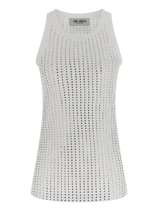 Attico Rhinestone Tank Top - White