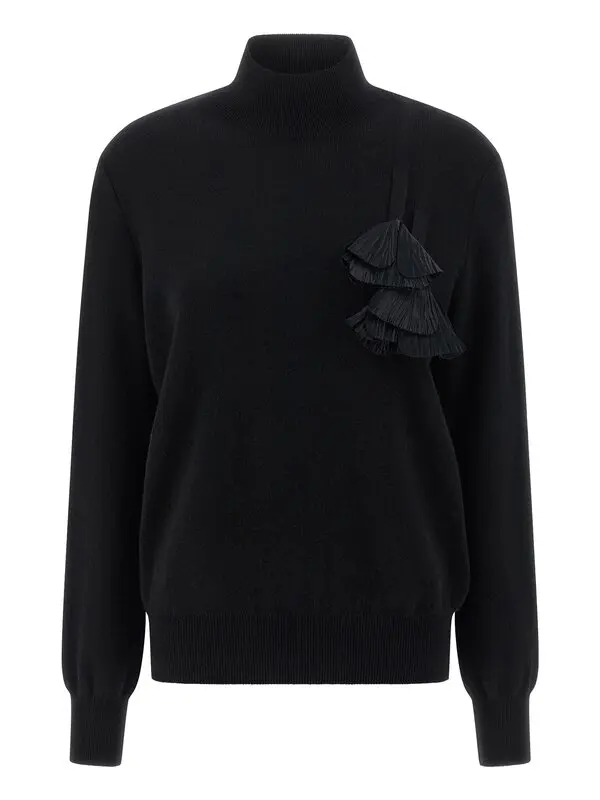 FERRAGAMO Floral Insert Wool-cashmere Sweater - Black