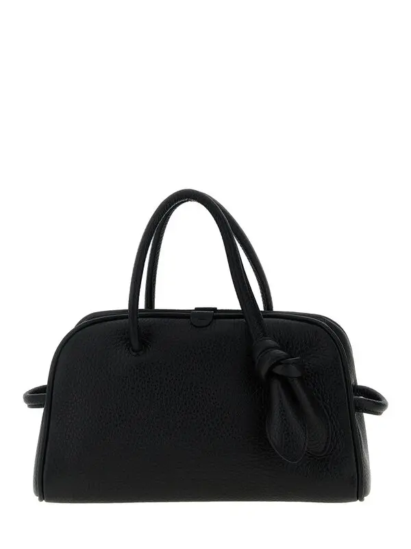 Jacquemus Le Petit Turismo' Hammered Leather Bowling Handbag - Black